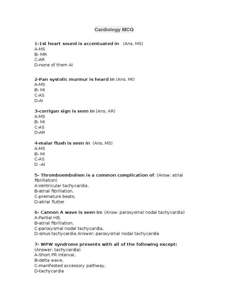 Cardiology MCQ | Congenital Heart Defect | Heart Failure