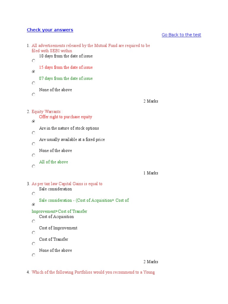 HDFC Amc Mock Test | PDF | Mutual Funds | Securities (Finance)