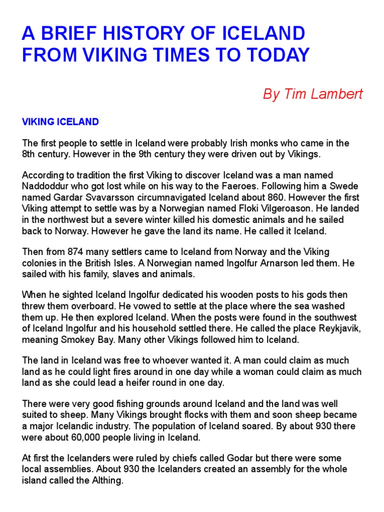 Brief History of Iceland: From Vikings to Today | PDF | Iceland | Norway