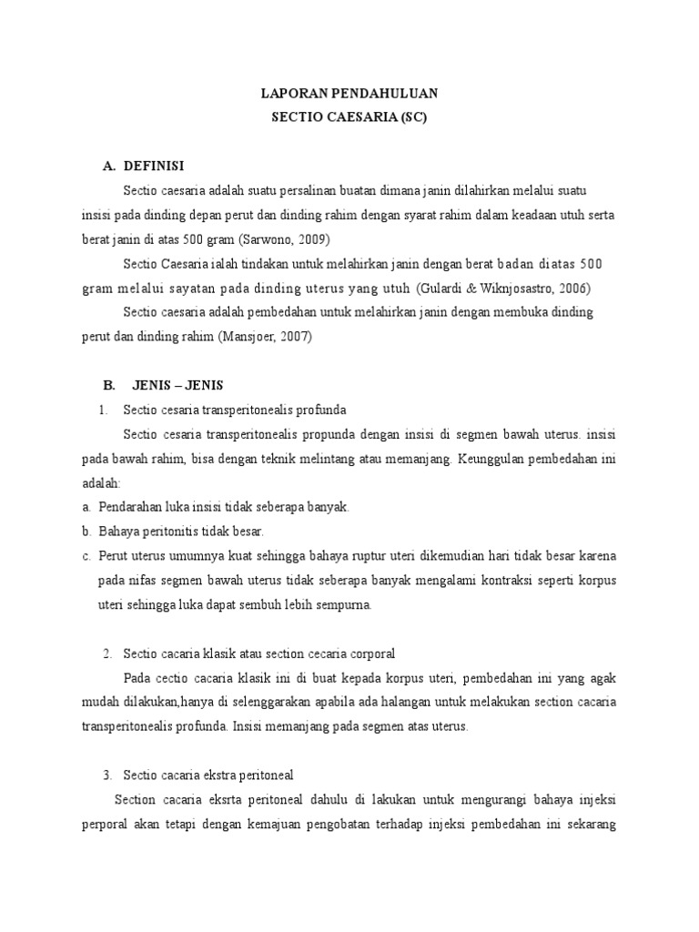 LP Post SC Dengan Indikasi Gagal Induksi | PDF