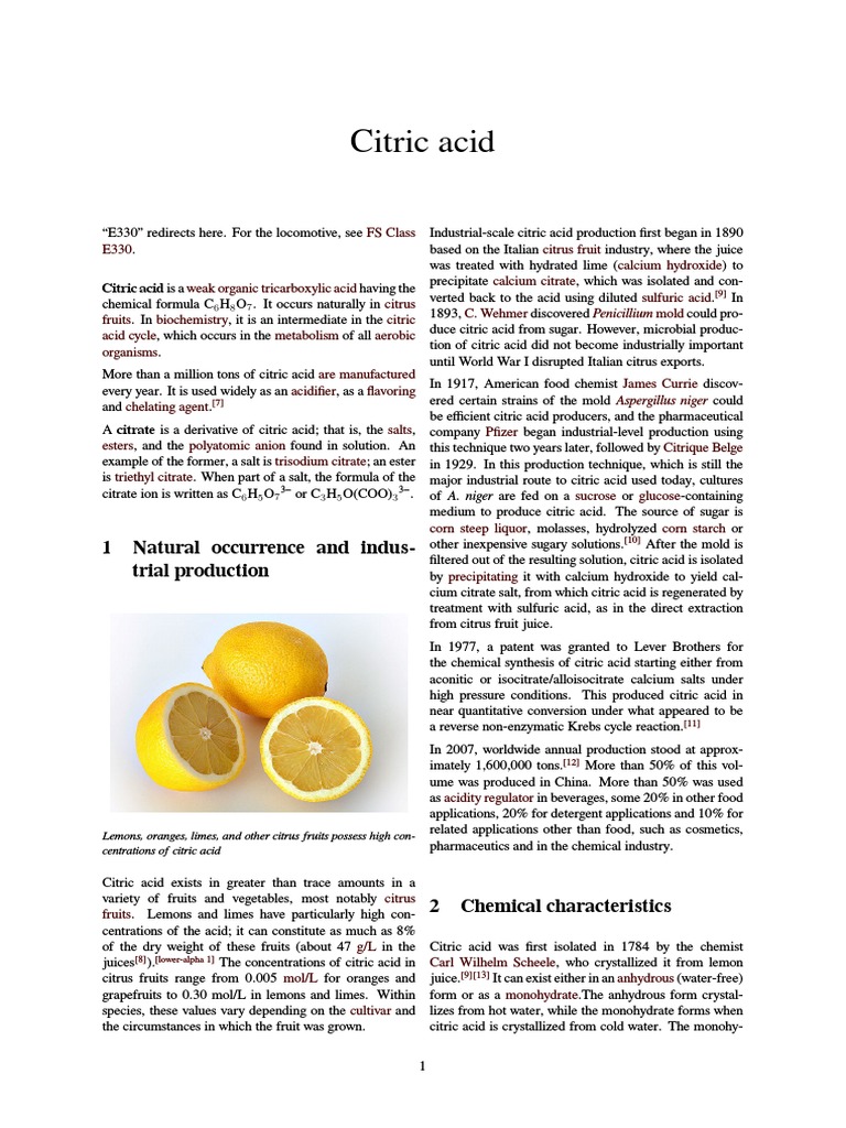 Citric Acid | PDF | Chemical Substances | Chemical Compounds