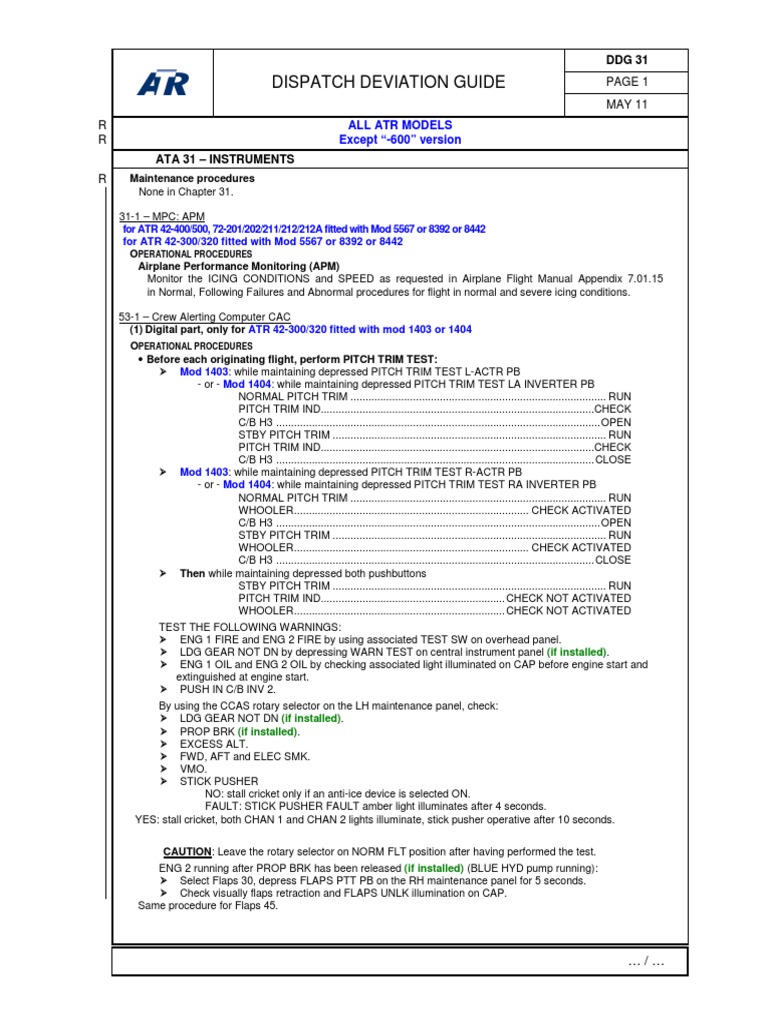 Dispatch Deviation Guide: MAY 11 R R | PDF