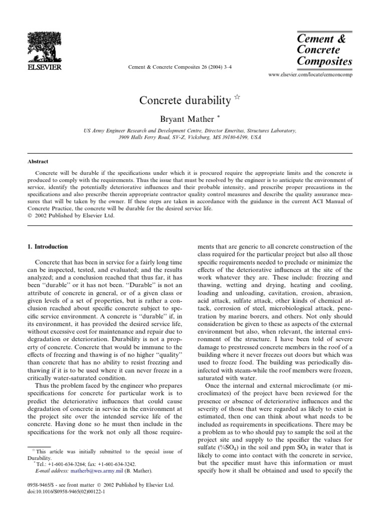 Durability of Concrete Article | PDF | Concrete | Cement