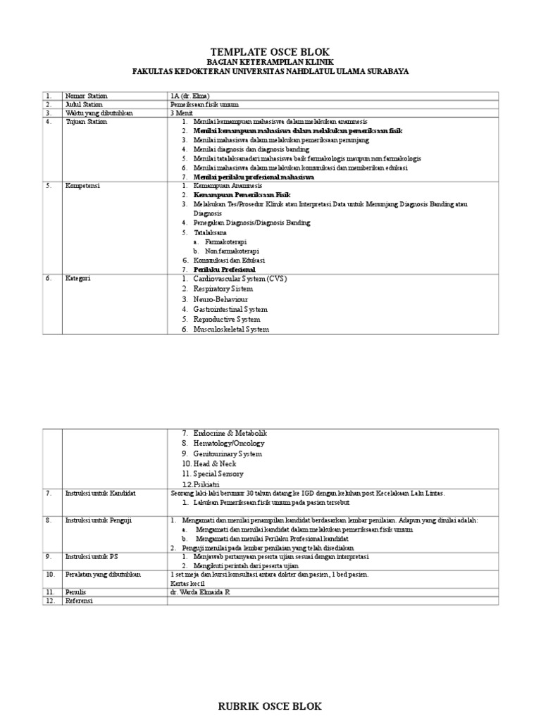 Template Osce Blok | PDF