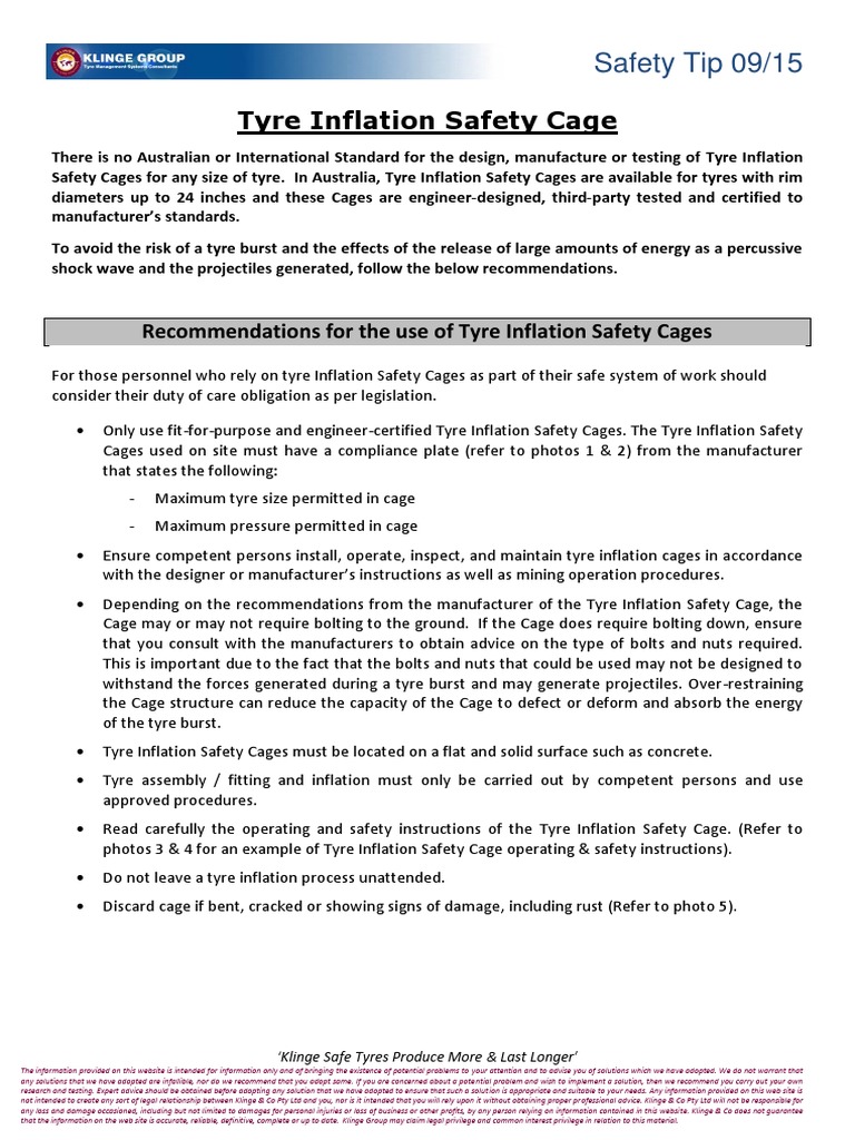 Tyre Inflation Safety Cage Guidelines | PDF | Advice (Opinion) | Safety
