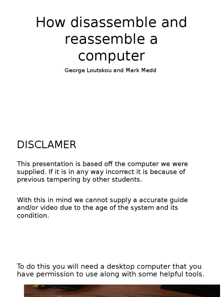 How Disassemble and Reassemble A Computer | PDF | Electrical Connector ...