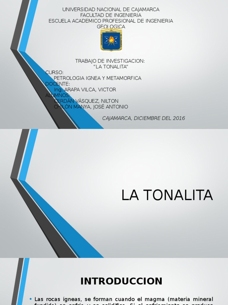 TONALITA | PDF | Roca ígnea | Roca (geología)