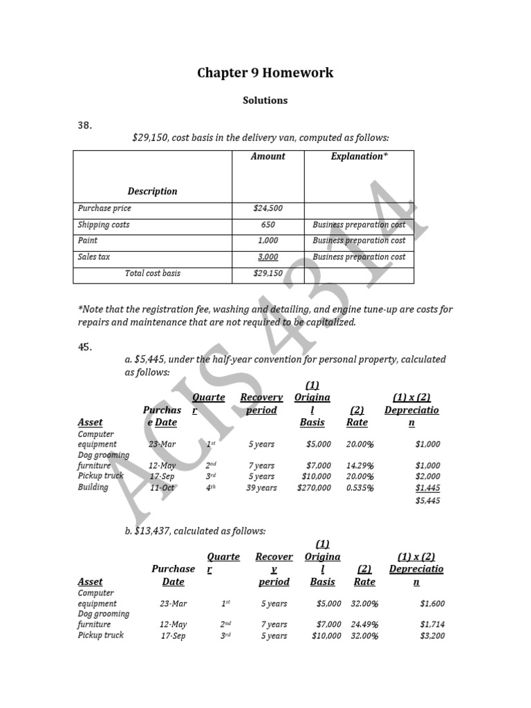 Chapter 9 Homework Solutions | PDF | Depreciation | Expense