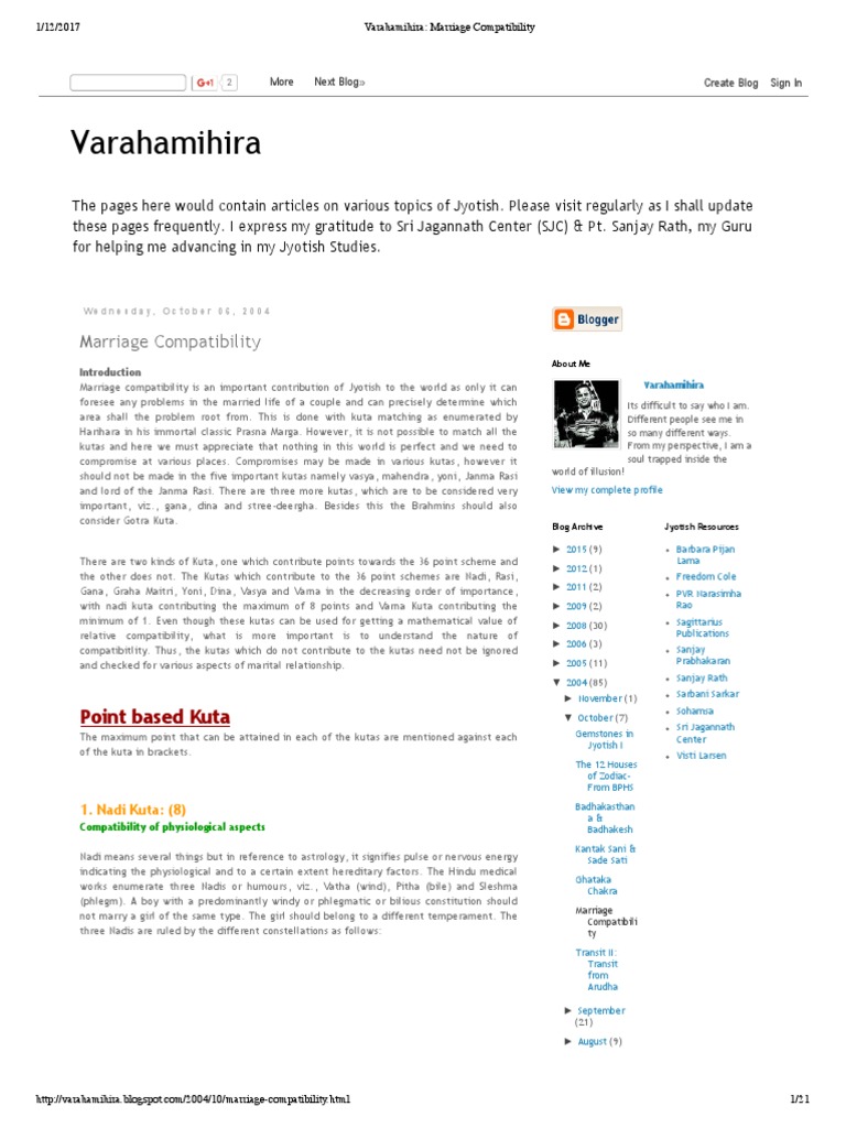 Varahamihira - Marriage Compatibility | PDF | Planets In Astrology | Hindu Astrology