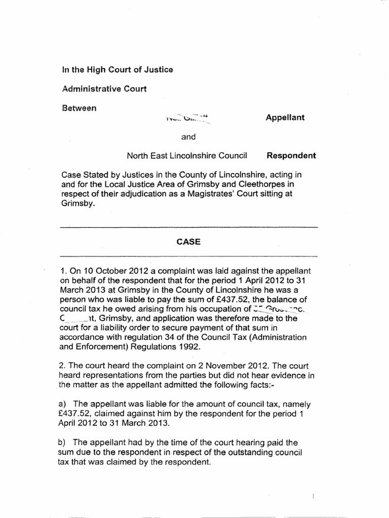 Case Stated Signed Received 16 Jan 17 | PDF | Costs In English Law ...
