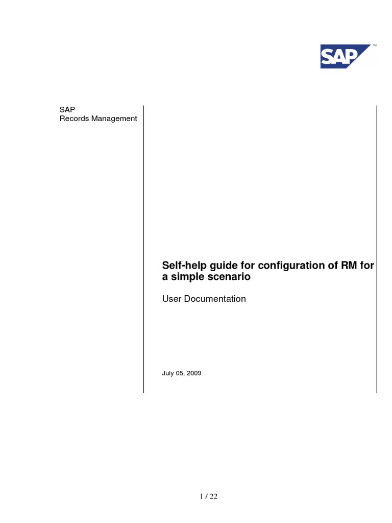 How To Setup A Simple Scenario With SAP Records Management 2323 | PDF | Records Management ...