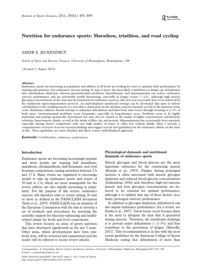 Nutrition For Endurance Sports: Marathon, Triathlon, and Road Cycling ...