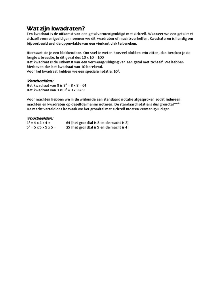 Wat Zijn Kwadraten | PDF
