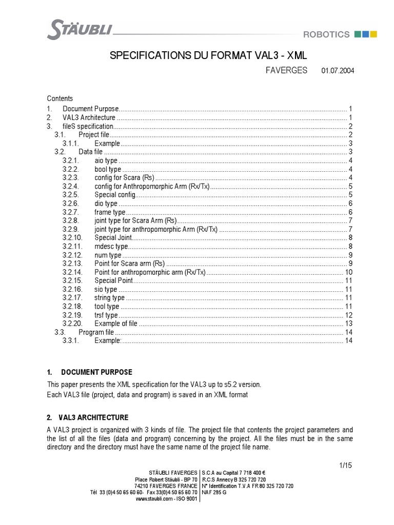 VAL3 Version s6.x - VAL3 XML Format | PDF | Array Data Structure | Xml