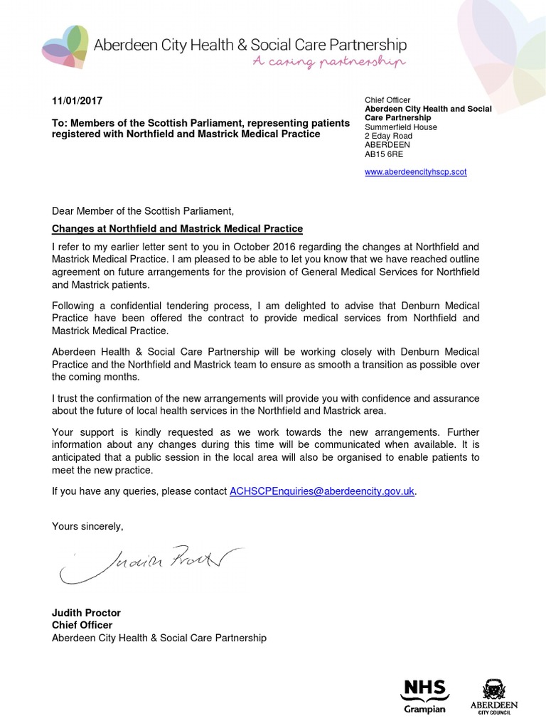 Confirmation Letter - Northfield and Mastrick Medical | PDF | Health ...