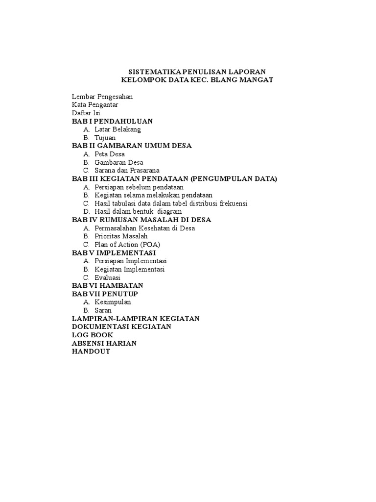Sistematika Penulisan Laporan | PDF
