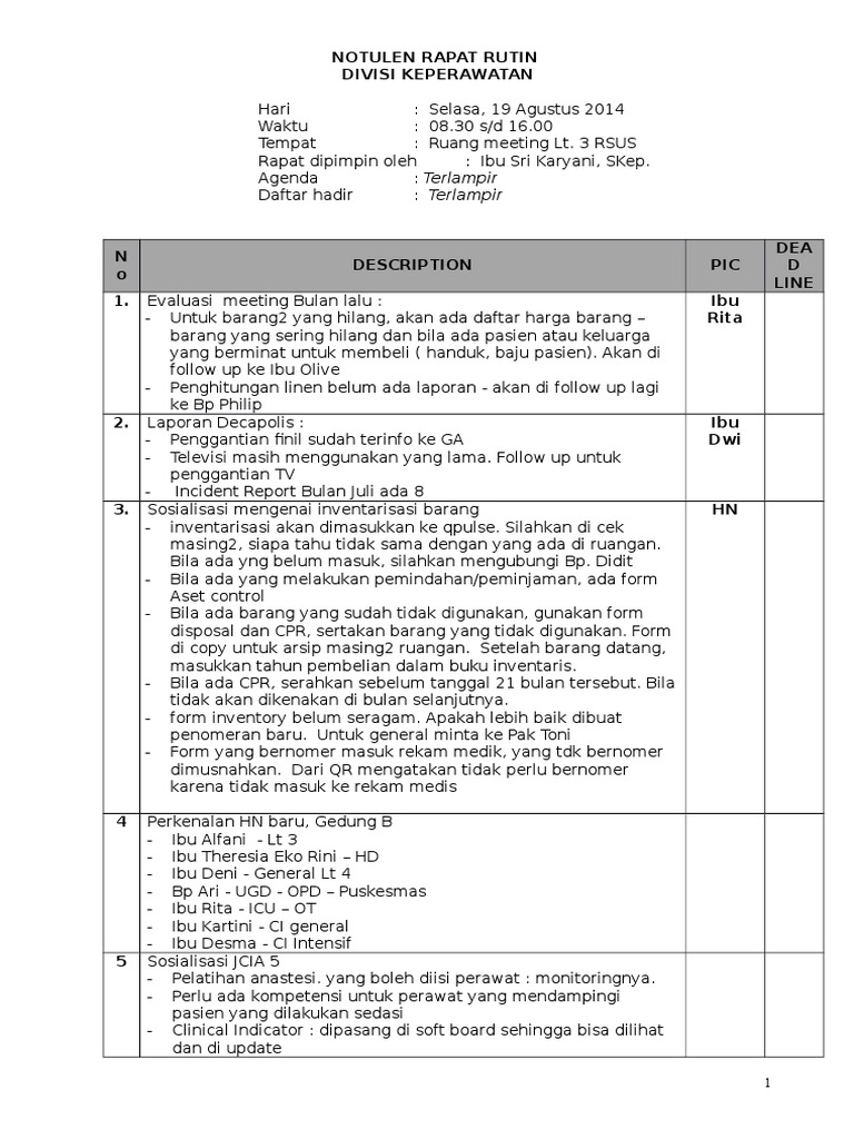 Contoh Notulen Rapat Rutin | PDF | Pengembangan Diri | Kesehatan Holistik