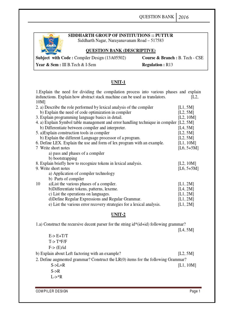 CD | PDF | Parsing | Compiler