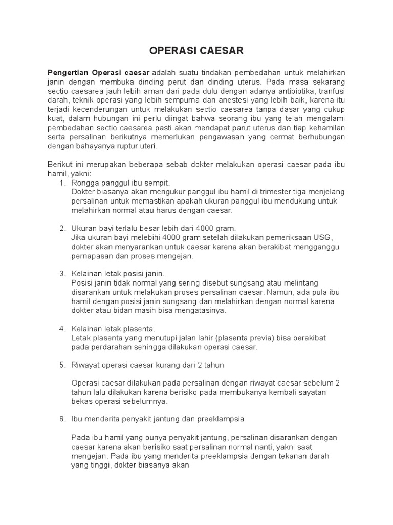 Pengertian Operasi Caesar | PDF | Sains & Matematika