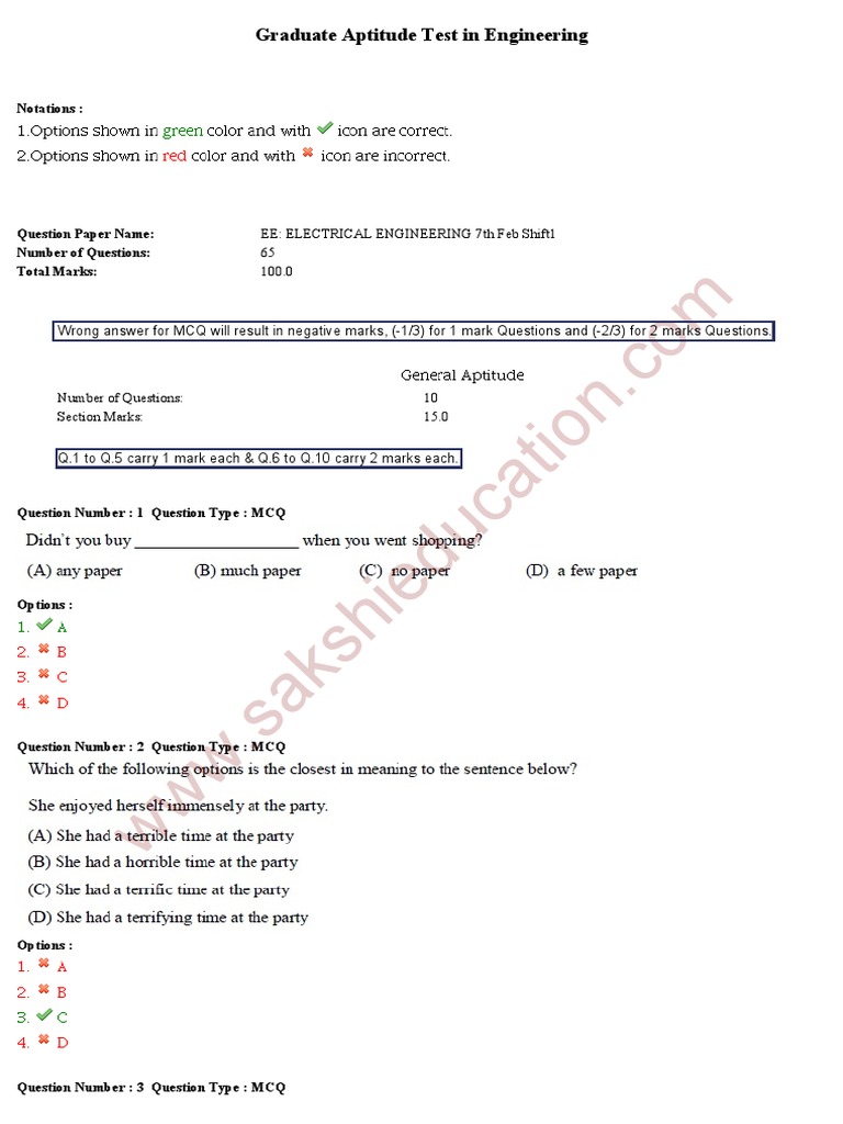 Analysis of a Graduate Aptitude Test in Engineering | PDF | Multiple ...