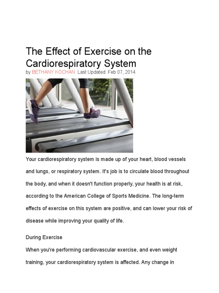 The Effects of Exercise on the Cardiorespiratory System: An Examination ...