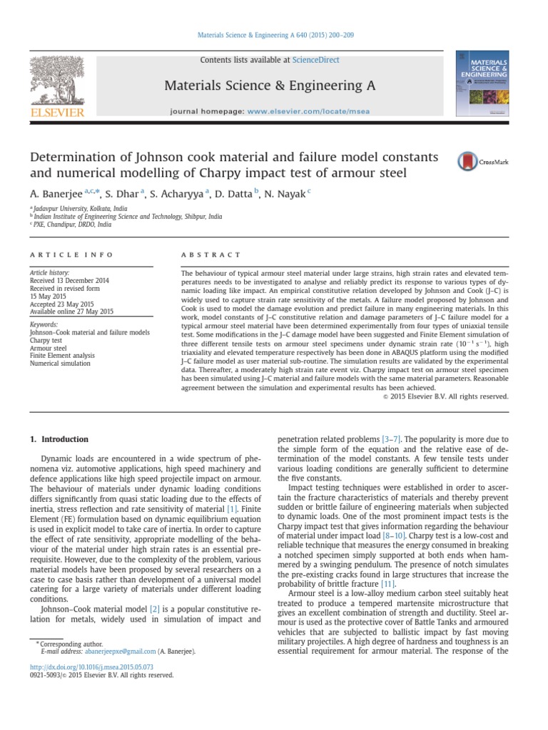 Modelo Johnson Cook | PDF | Deformation (Engineering) | Plasticity ...
