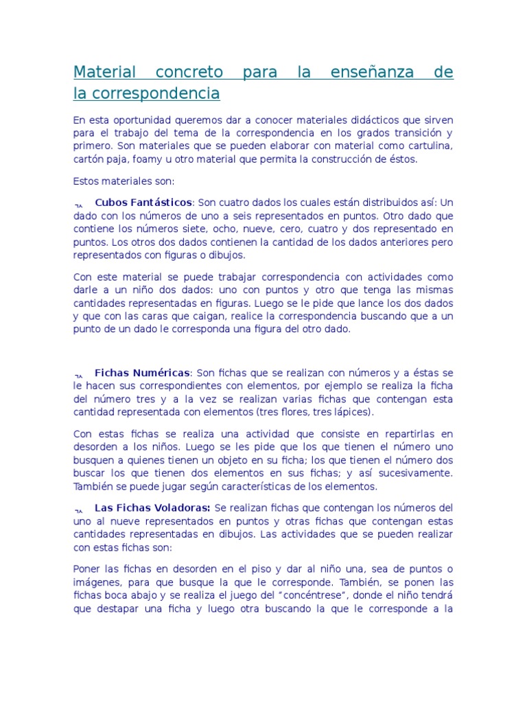 Material Concreto Para La Enseñanza De Las Matemáticas Para Primaria