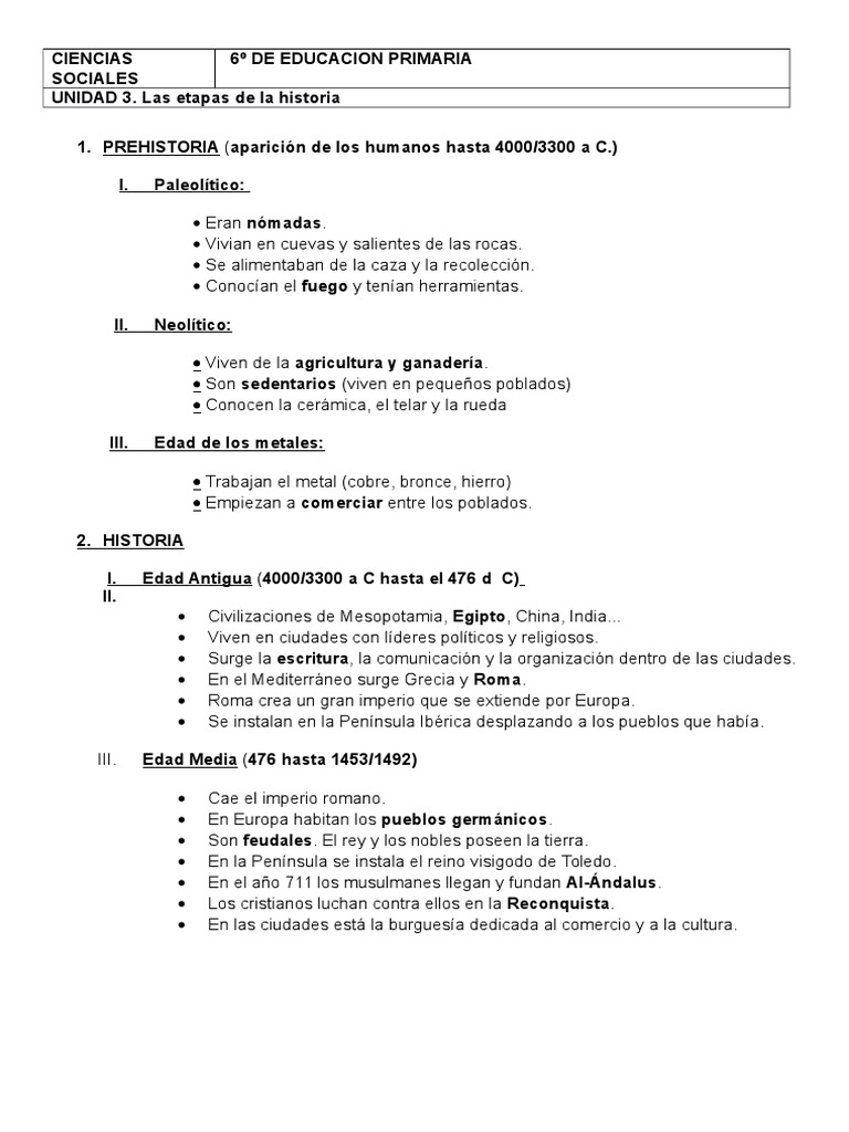 Etapas de la Historia de la Humanidad | PDF