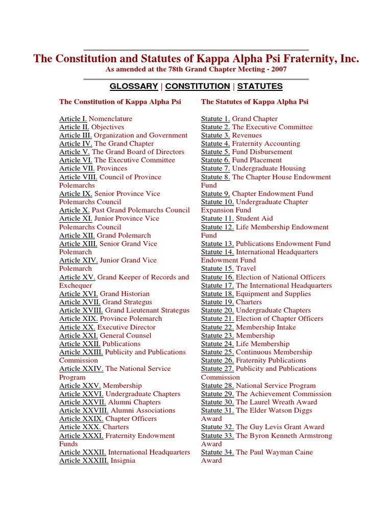 Kappa Constitution | PDF | Fraternities And Sororities | Chairman
