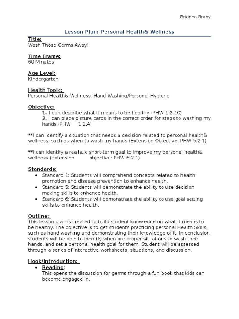 Lesson Plan - Germs | PDF | Lesson Plan | Cognition