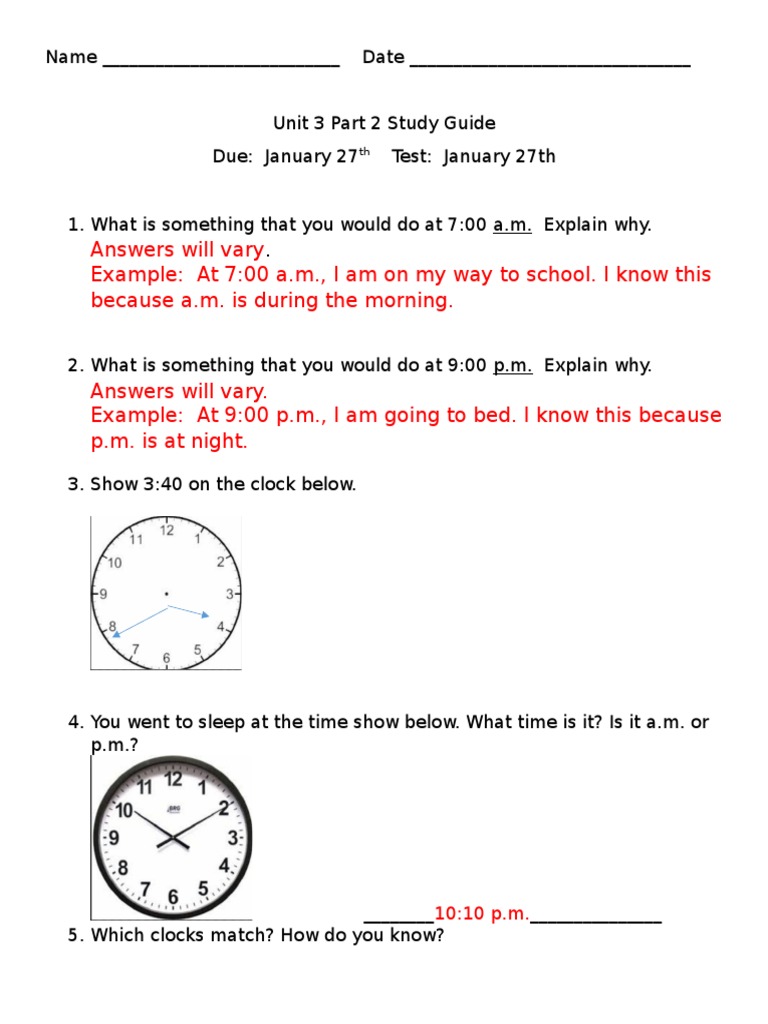 Unit 3 Part 2 Study Guide Answer Key | PDF