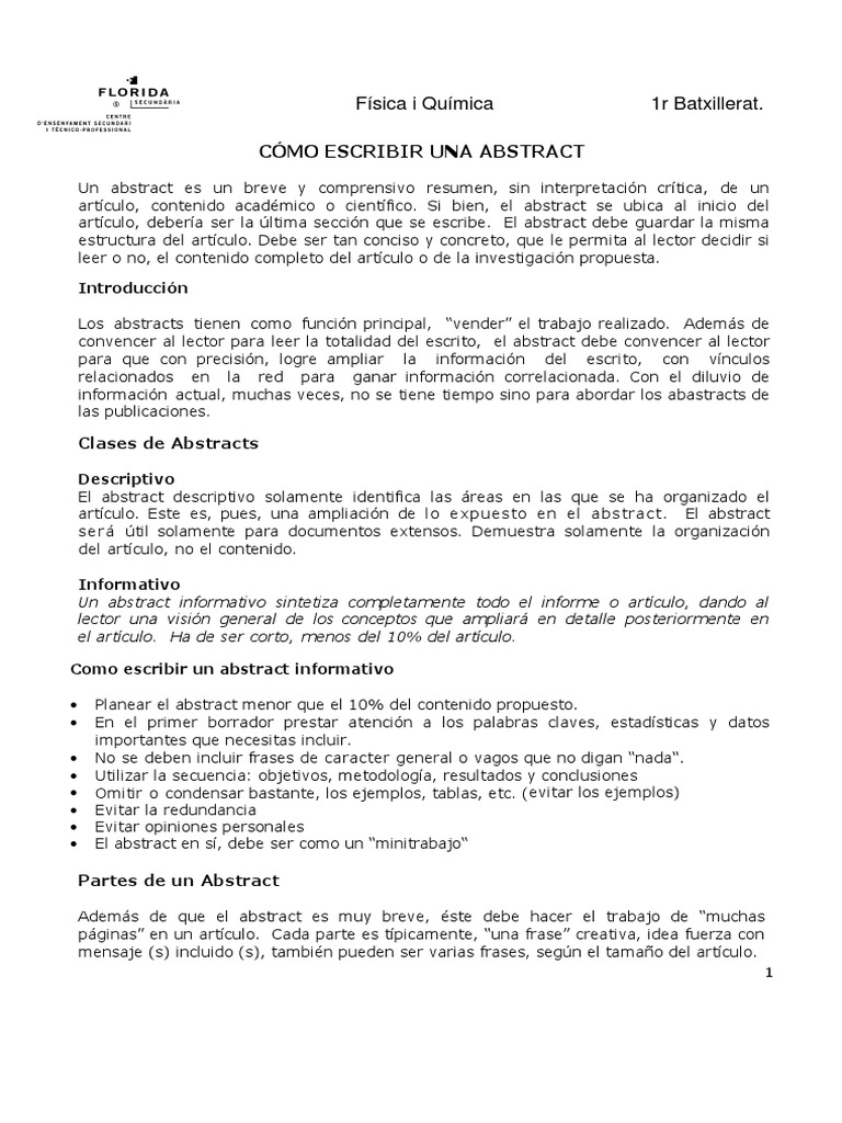 Como Hacer Un Abstract | Sumario abstracto) | Ciencia