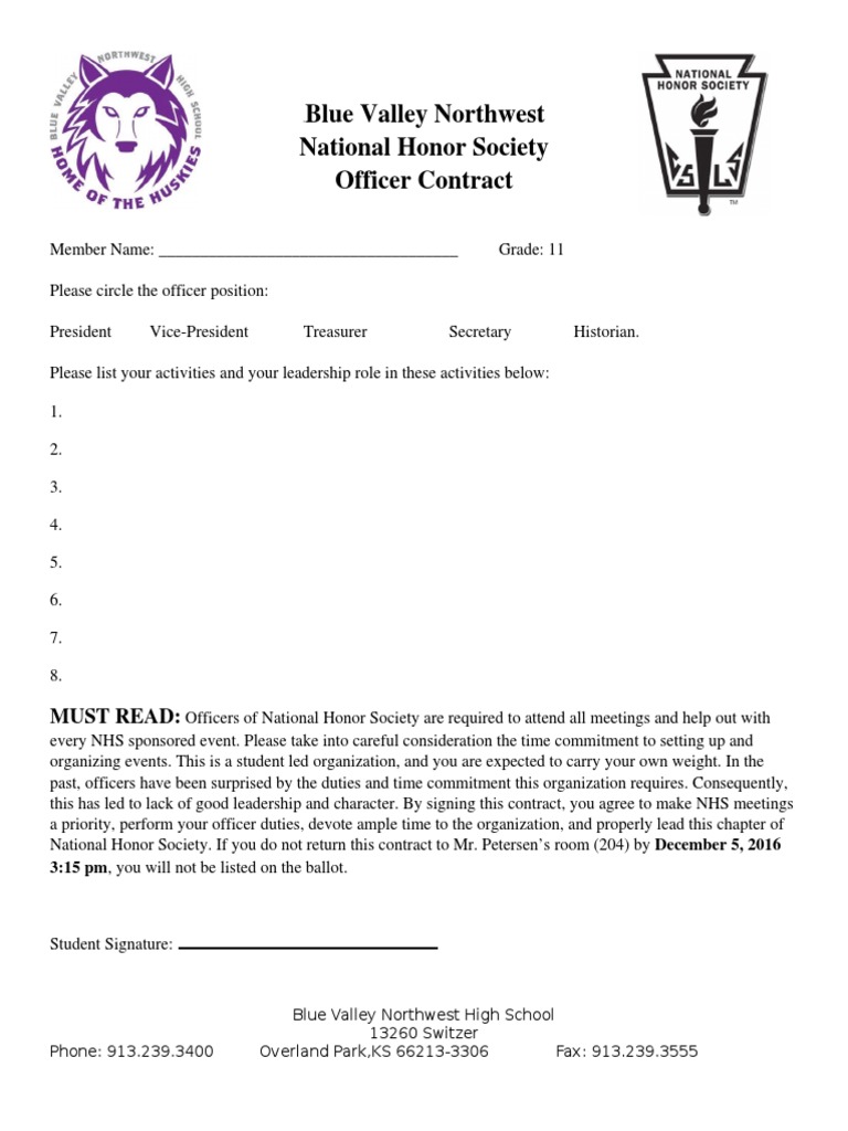Officer Contract 2016-2017 | PDF | Career & Growth | Sports & Recreation