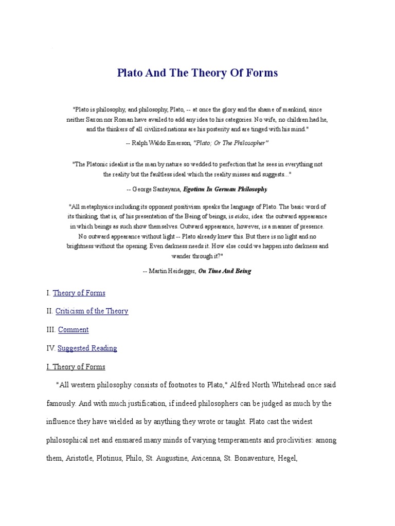 Plato and The Theory of Forms | PDF | Platonism | Plato