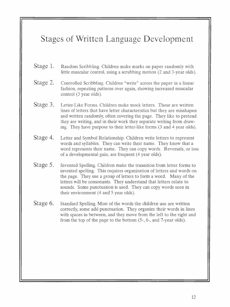 Stages of Written Language Development | PDF | Language Development ...