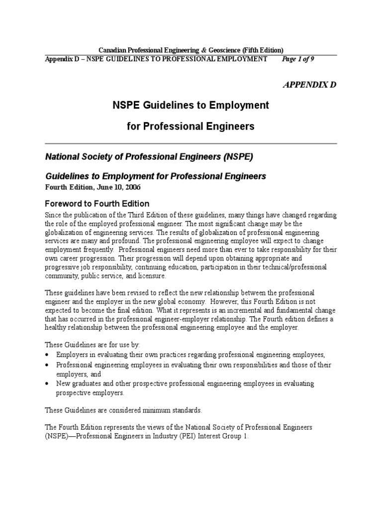 NSPE Guidelines For Proffesional Engineers | Download Free PDF ...