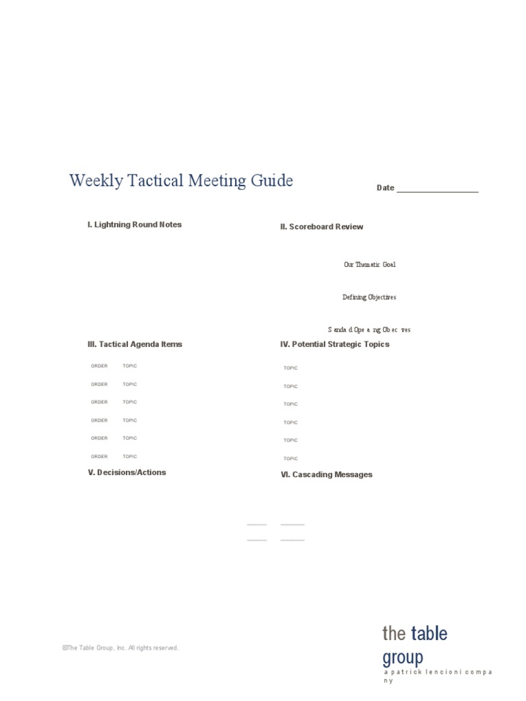 Weekly Tactical Meeting Guide | PDF | Business