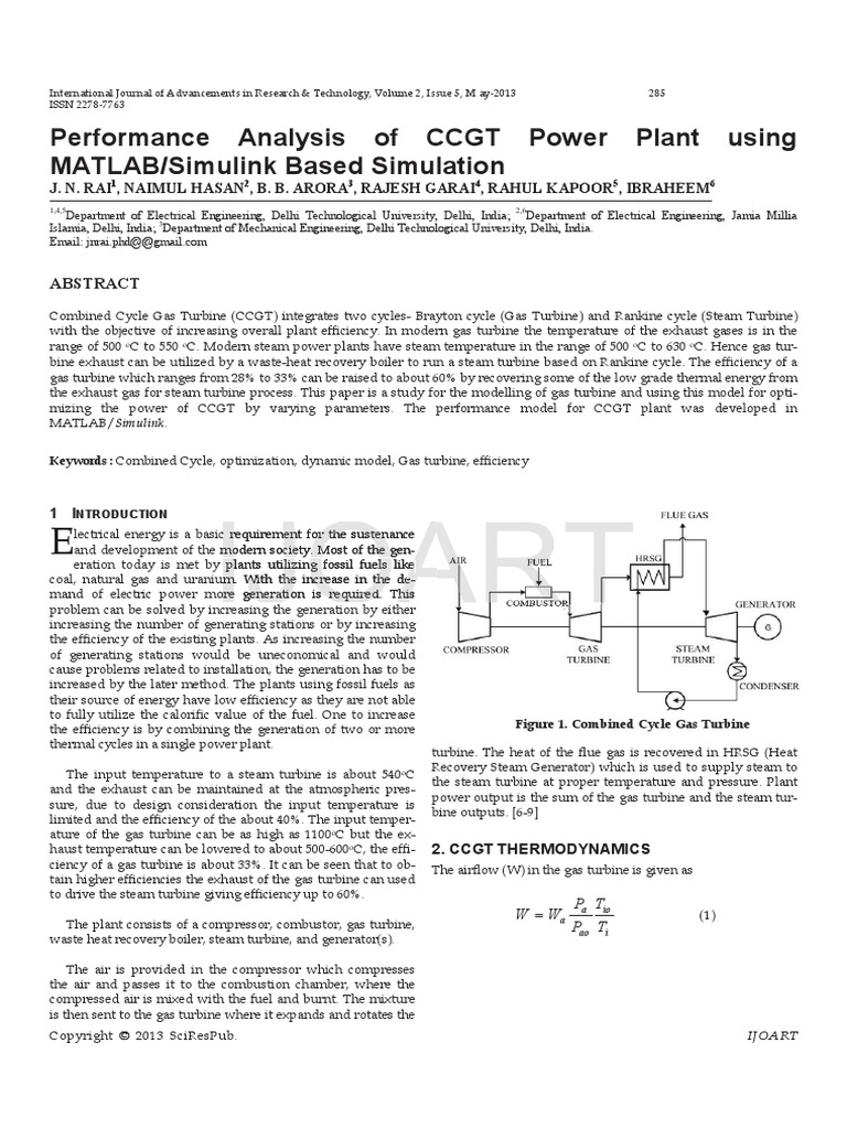 Performance Analysis of CCGT Power Plant PDF | PDF | Energy Technology ...