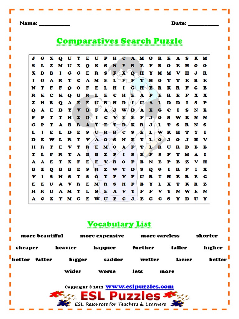 Comparatives Wordsearch | PDF