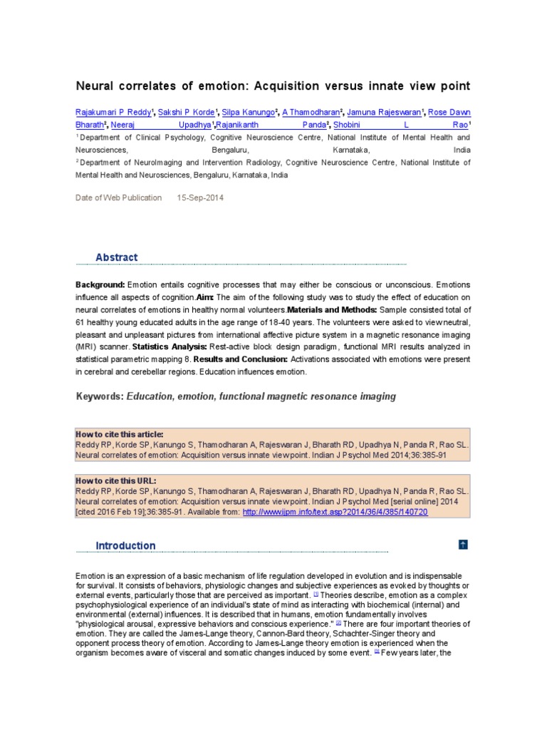 Neural Correlates of Emotion and Education | PDF | Frontal Lobe ...
