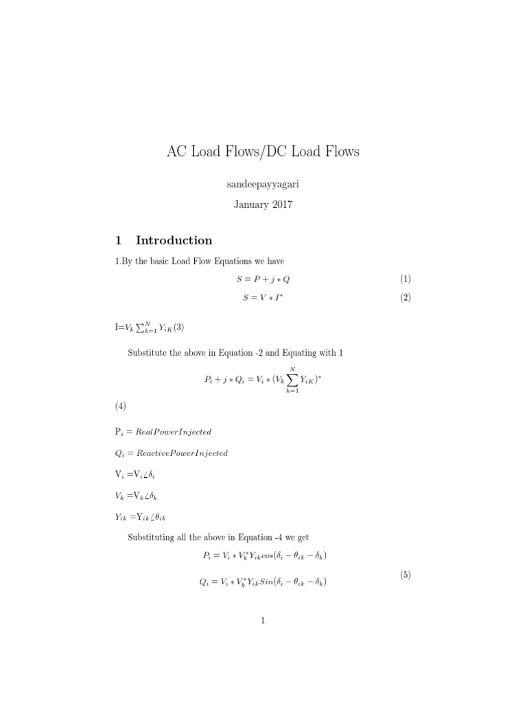 AC Load Flows/DC Load Flows: Sandeepayyagari January 2017 | PDF | Ac ...