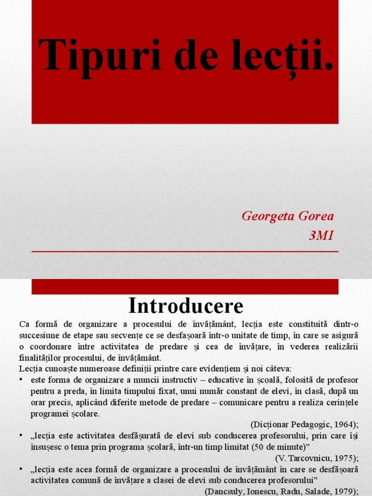 Tipuri de Lecții | PDF