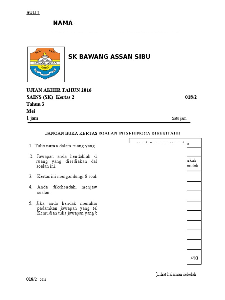 Cover DPN Soalan Sains Kertas 2 | PDF