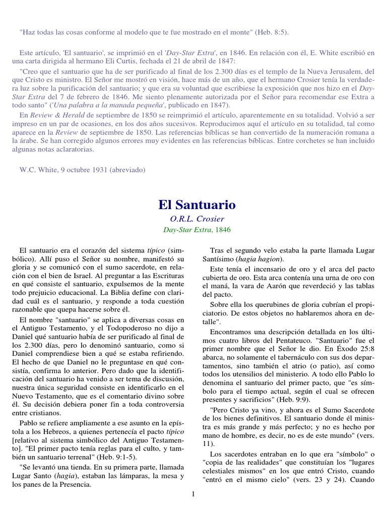 El Santuario Celestial: Un Análisis del Artículo Fundacional de O.R.L ...