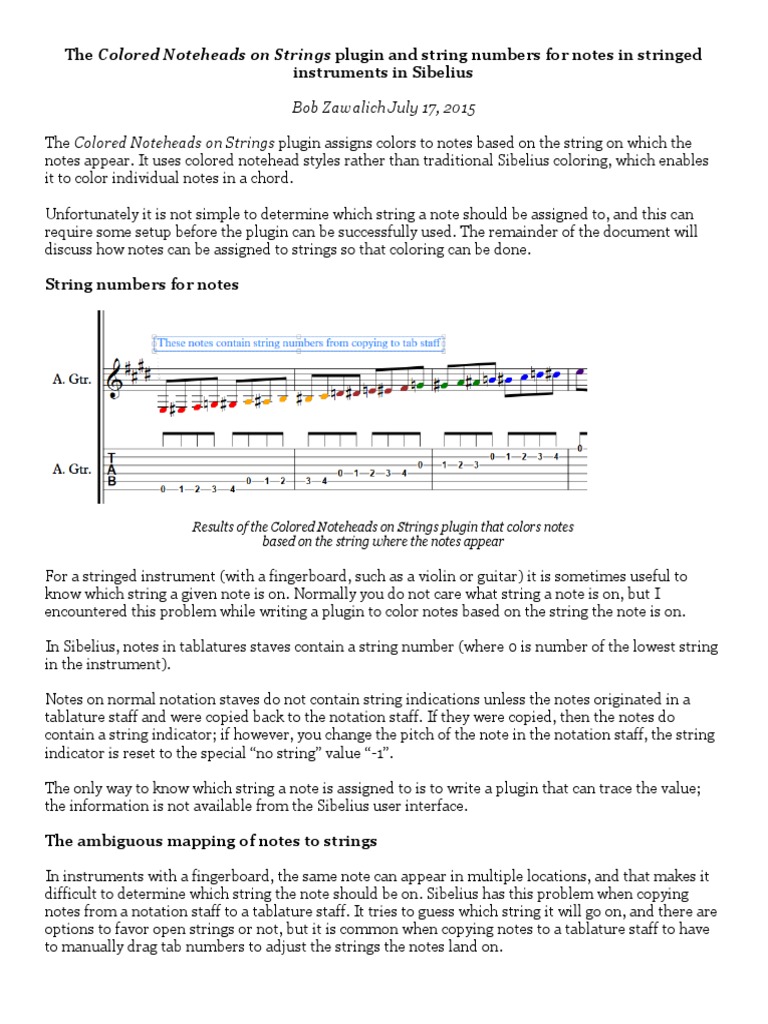 String Numbers For Notes in Stringed Instruments in Sibelius | PDF ...
