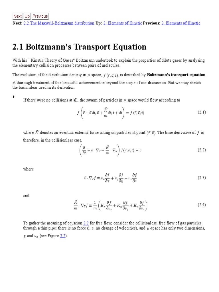 Boltzman Transport Eq | PDF | Gases | Mathematical Physics