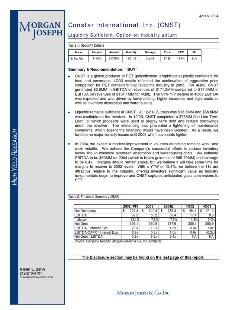 Organ Oseph: Constar International, Inc. (CNST) | PDF | Securities ...