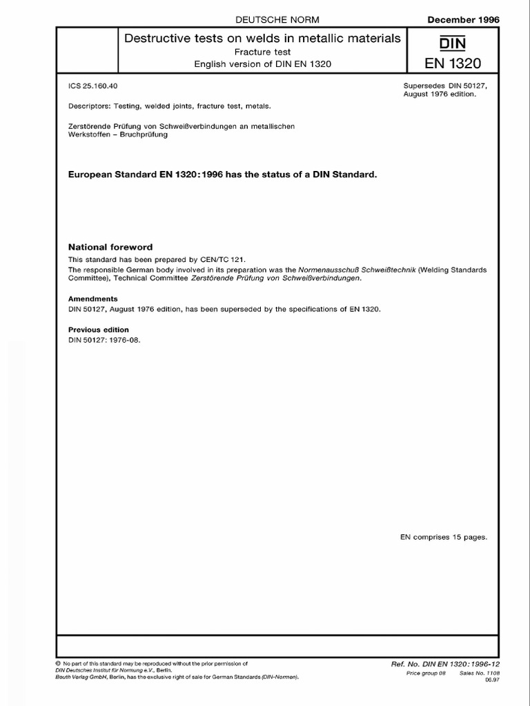 Din en 1320-1996 | PDF | Welding | Construction