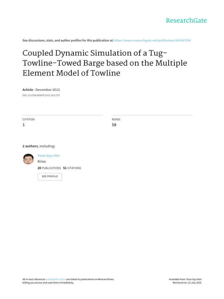Tug-Towline Barge Dynamic Simulation | PDF | Tugboat | Flight Dynamics ...