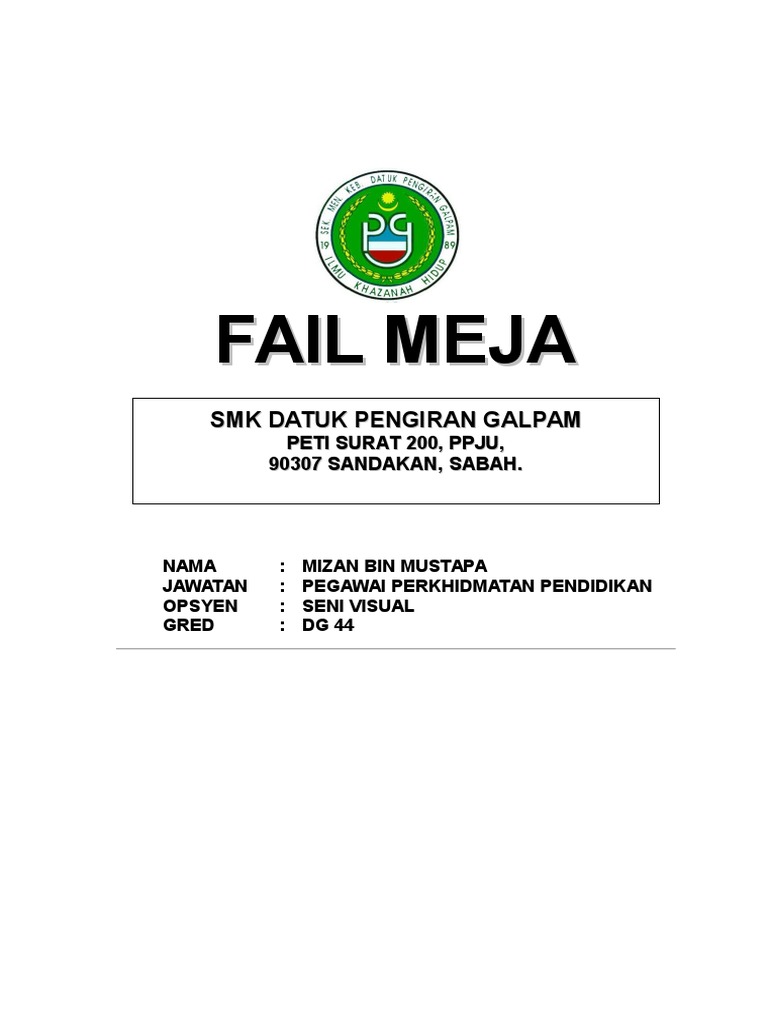 Fail Meja Guru Matapelajaran Seni Visual | PDF